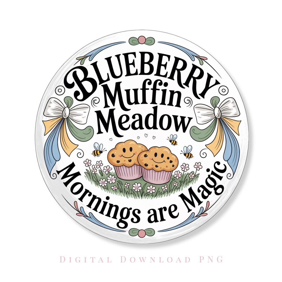 Blueberry PNG Blueberry Muffin Meadow Round Sign Vintage Cottagecore ...