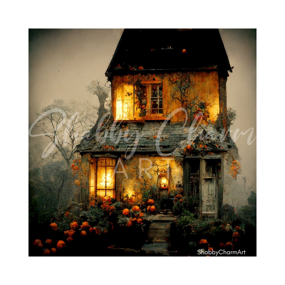 Spooky Haunted House Wall Art Instant Digital Download - Etsy