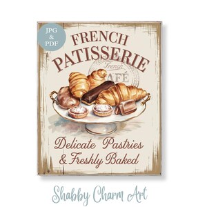 Vintage French Bakery Sign Shabby Patisserie Wall Art Paris Cafe ...
