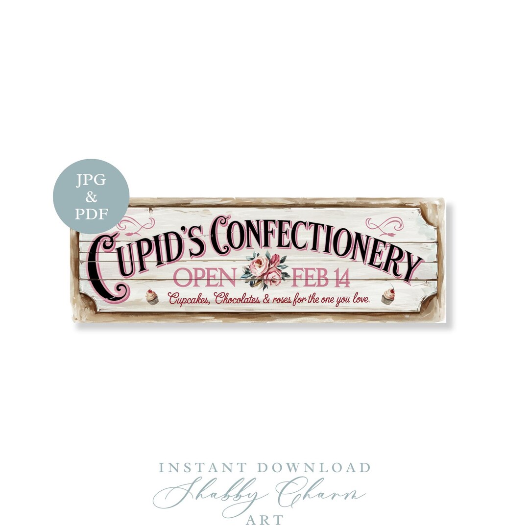 Cupids Confectionery Wood Sign, Vintage Valentine Wall Art, Rustic ...