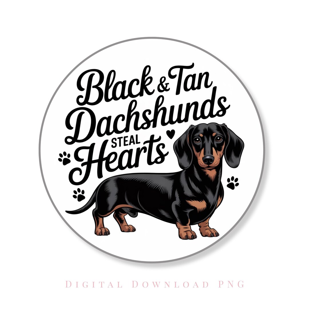 Black and Tan Dachshund PNG Round Wreath Accent Decor Weenie Dog Lover ...