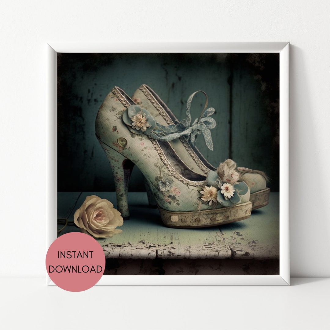 Shabby Chic Woman's Shoe Romantic Home Vintage Victorian Instant ...