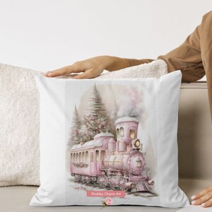 Pink Train Train Printable 8x10 Christmas Print Shabby Pink Christmas ...