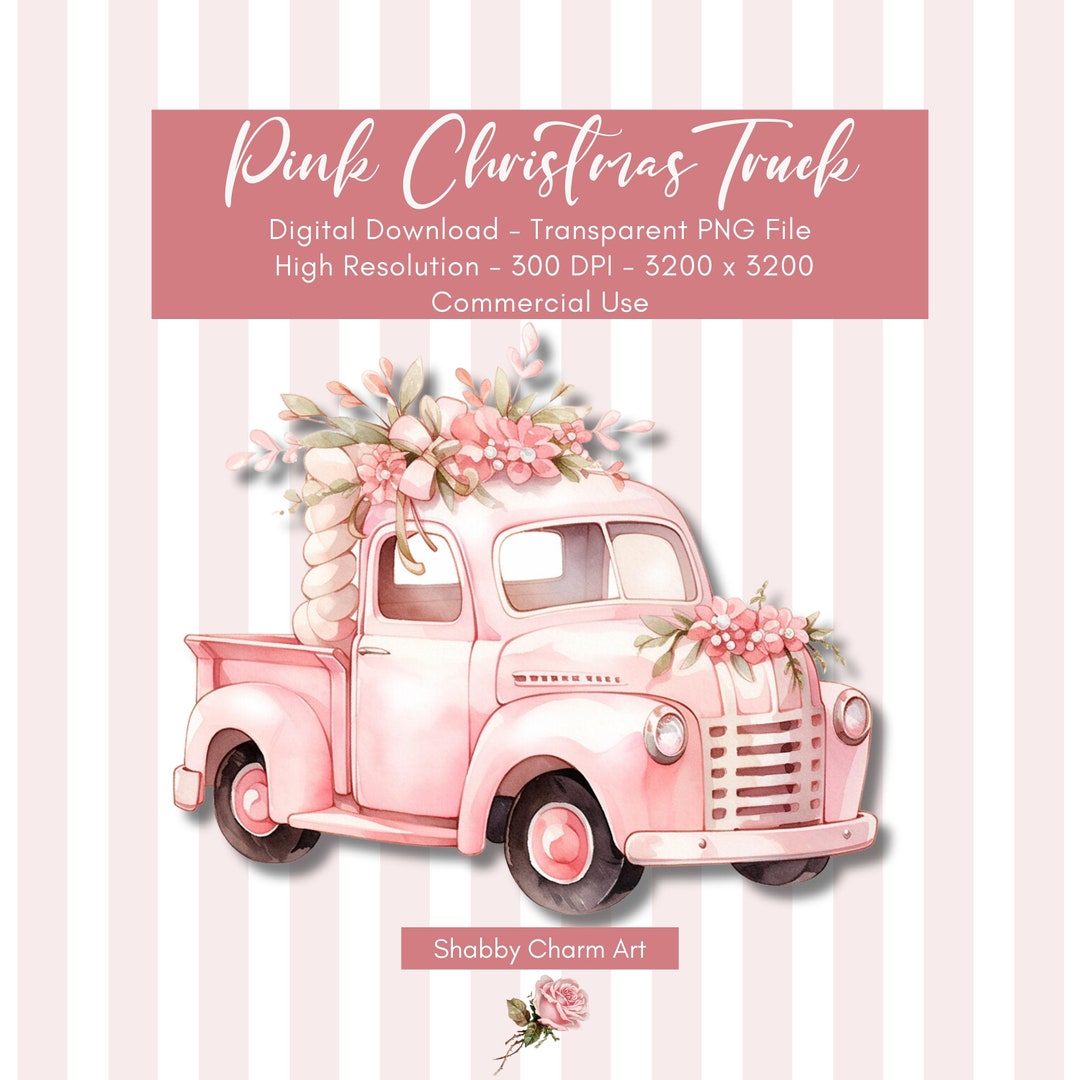 Pink Christmas Truck Truck Clipart Pink Christmas PNG Pastel Christmas ...
