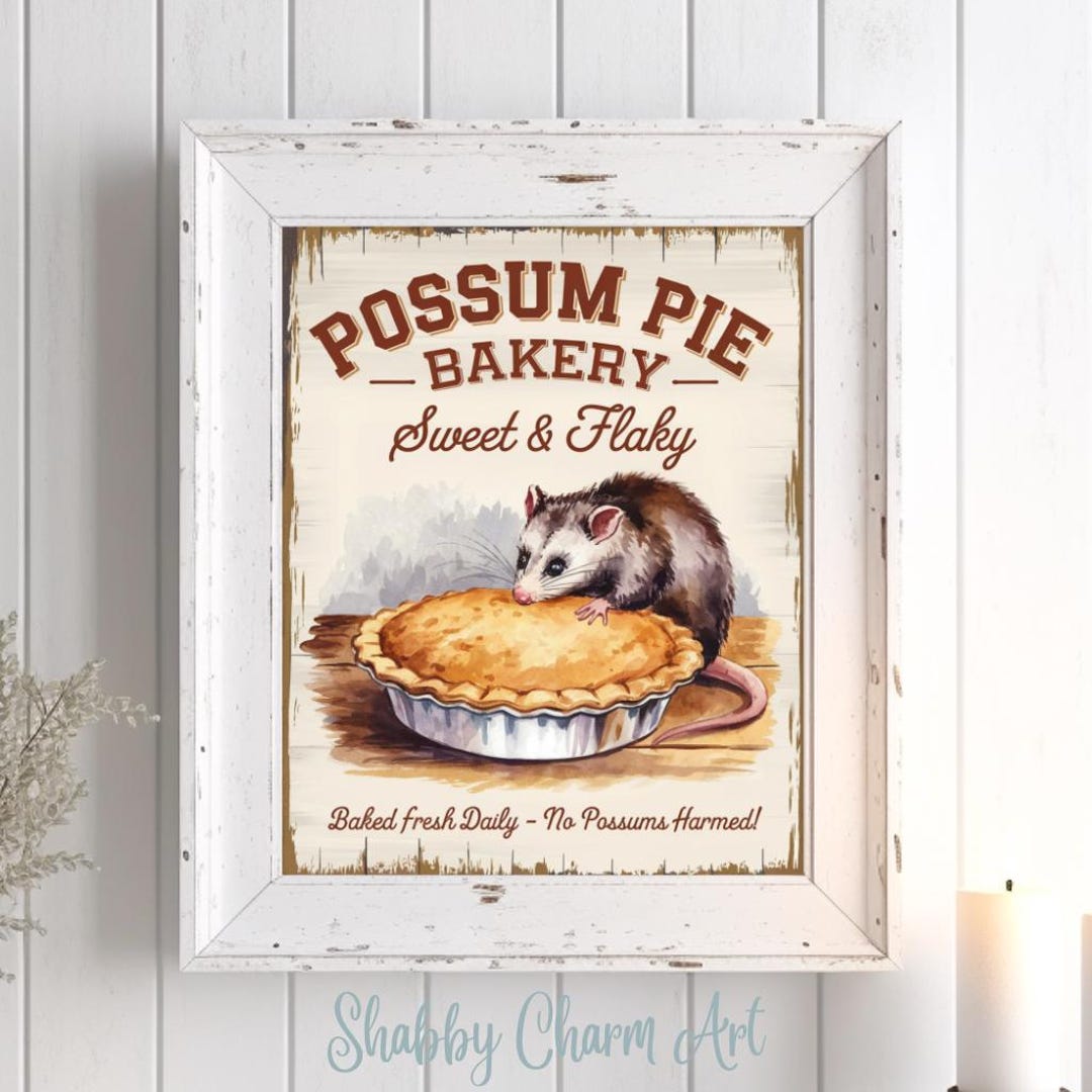 Possum Pie Bakery Sign Vintage Dessert Rustic Kitchen Wall Art Shabby ...