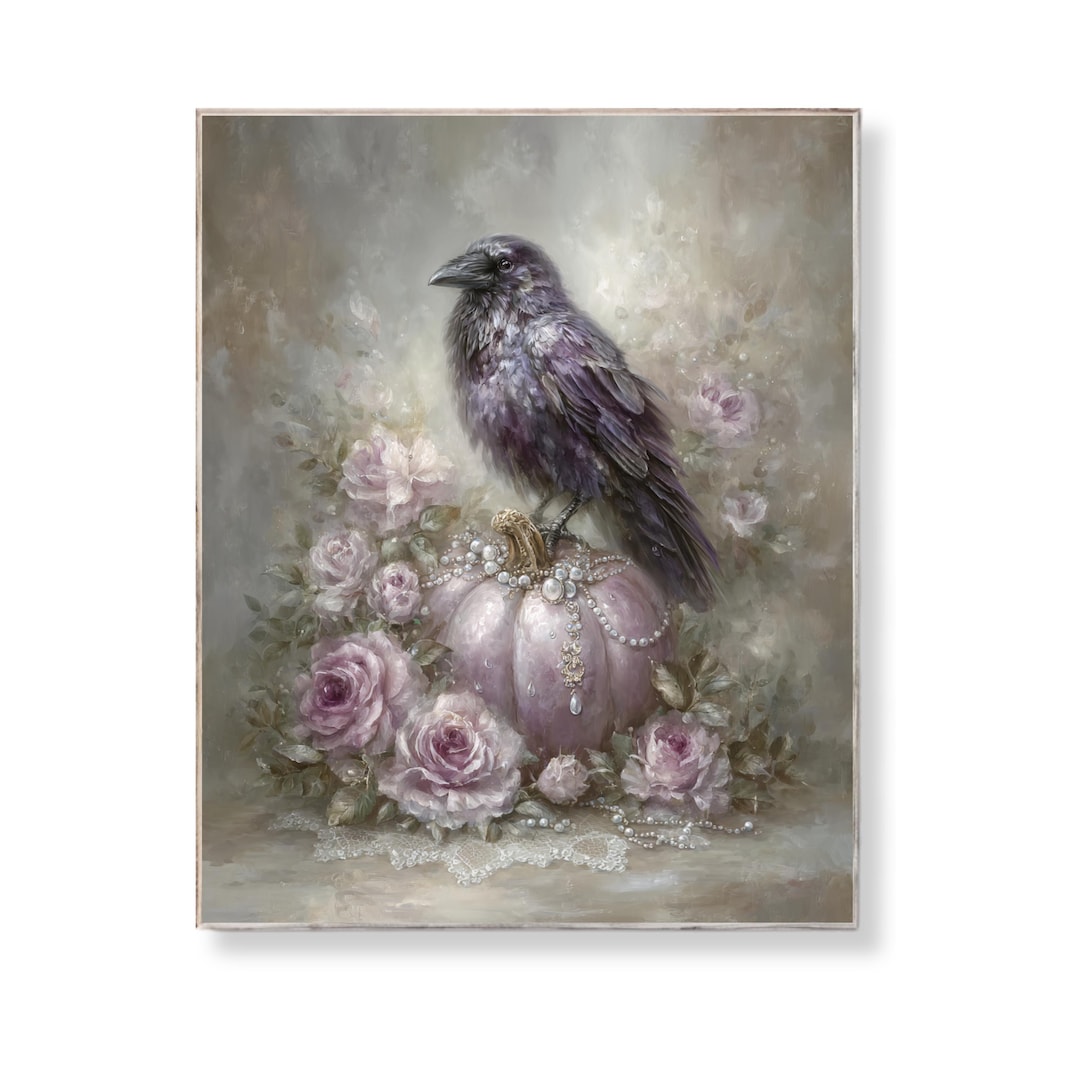 Purple Raven Wall Art Printable Romantic Shabby Chic Gothic Halloween ...