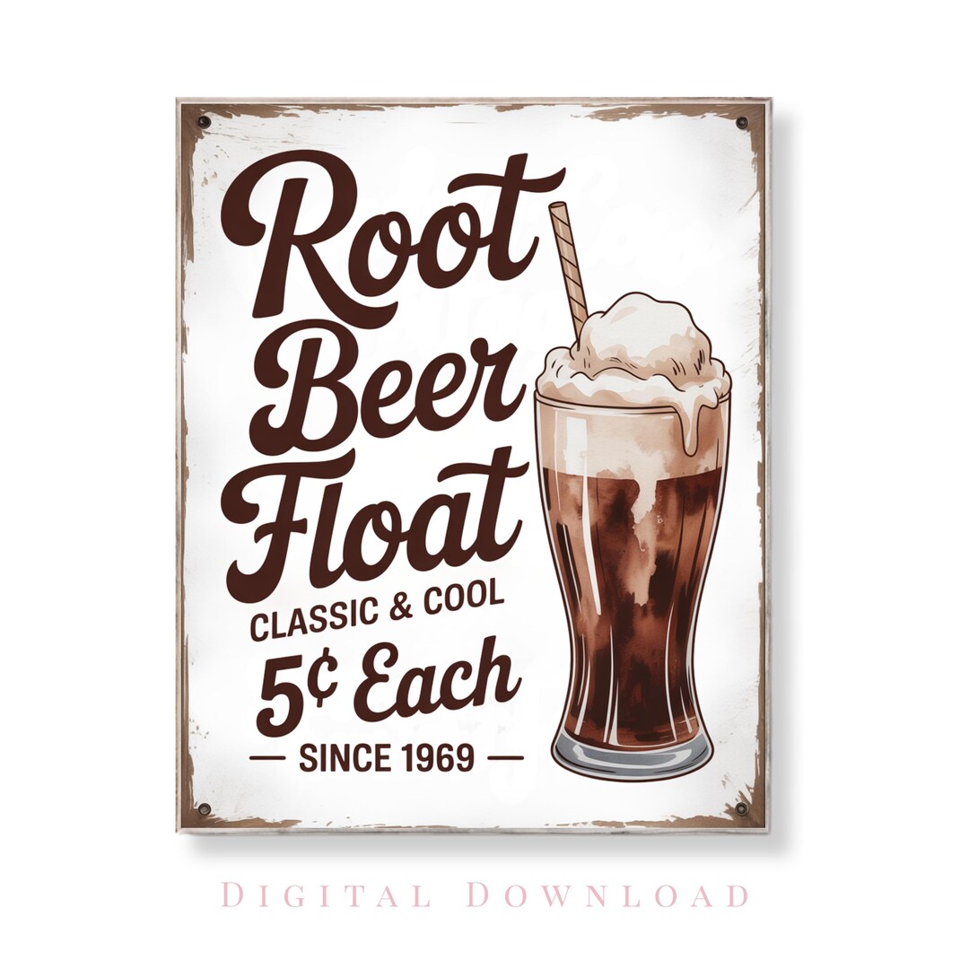 Root Beer Float Wall Art Retro Kitchen Decor Vintage Diner Dessert ...