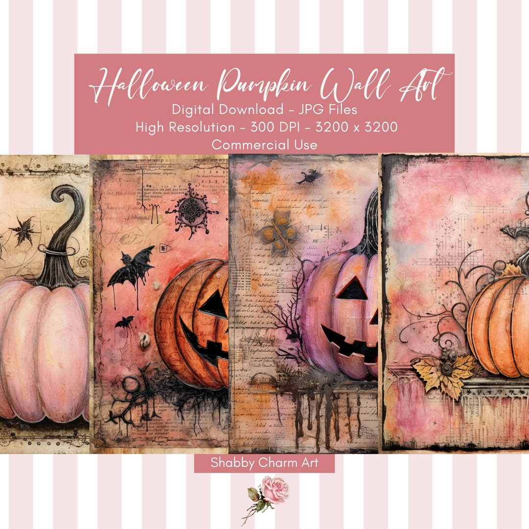 Pink Pumpkin Images for Crafts or Wall Art Set of 4 High-res Jpgs 3200 ...
