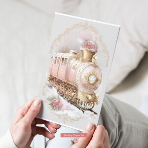 Pink Train Train Printable 8x10 Christmas Print Shabby Pink Christmas ...