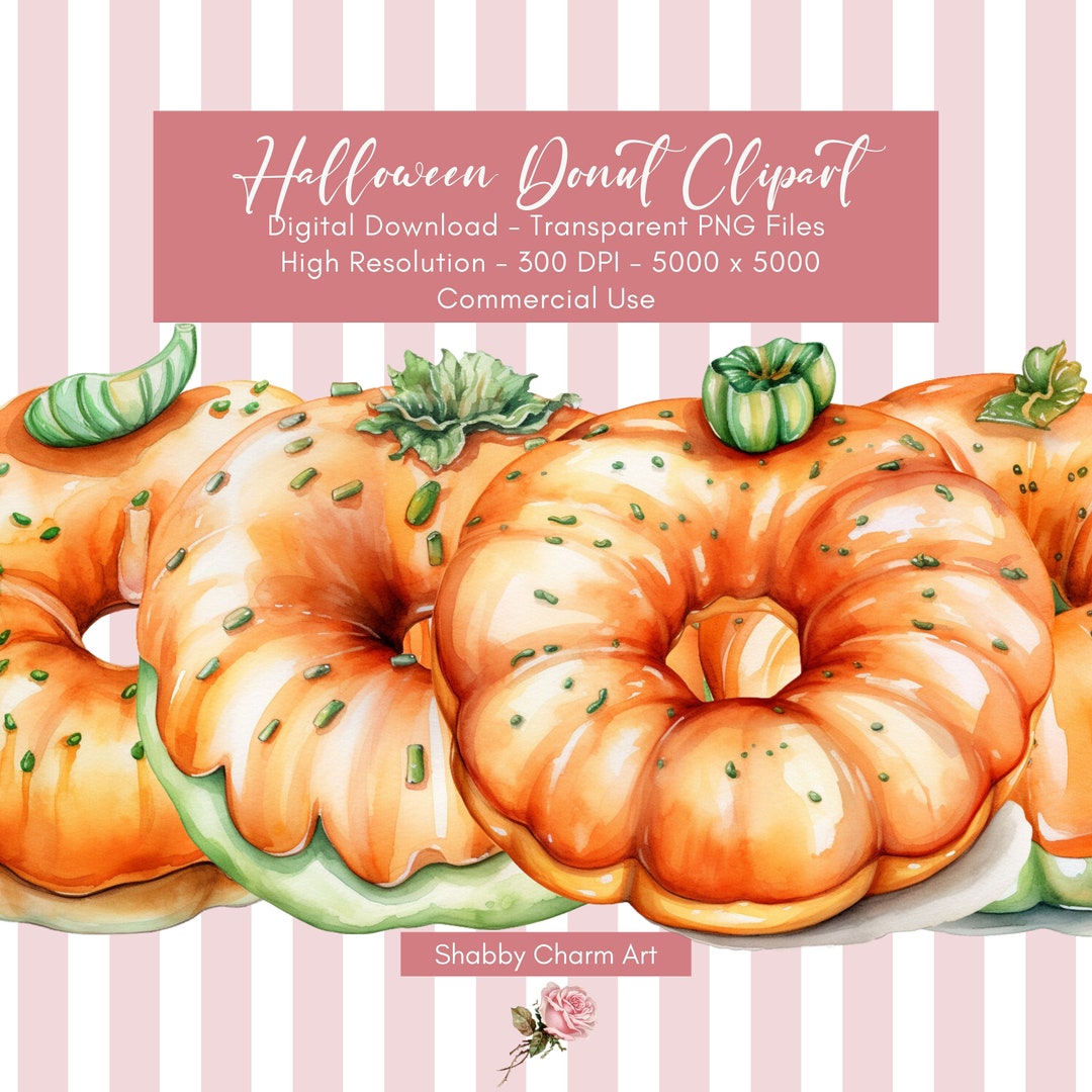 Halloween Donut Clipart Set 4 Transparent PNG Images Sublimation Design ...