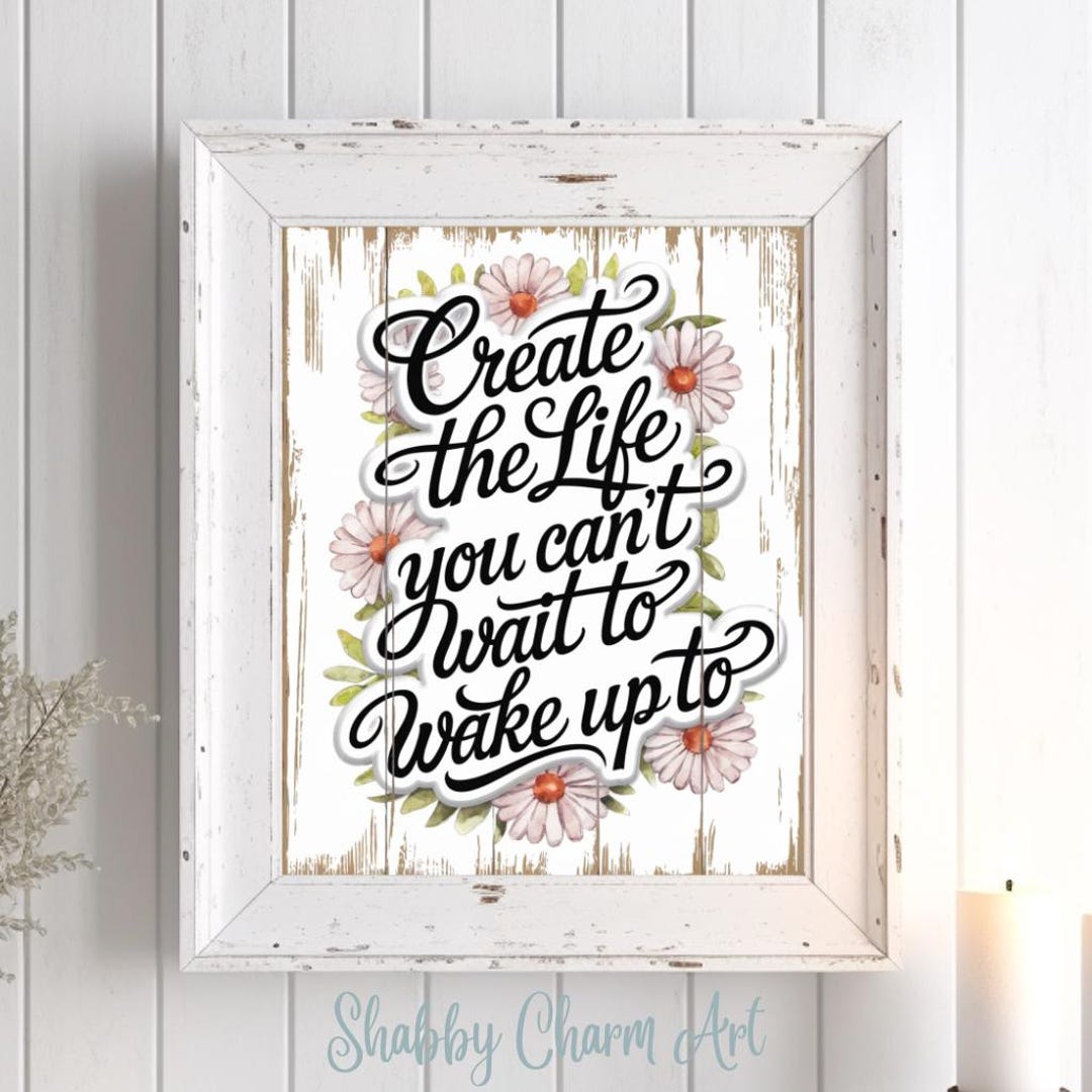 Create the Life You Love 3D Wall Art Shabby Chic Farmhouse Wooden Sign ...