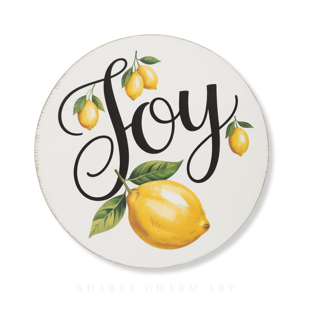 Lemon PNG Joy Round Sign Lemon Centerpiece Farmhouse Citrus Decor ...