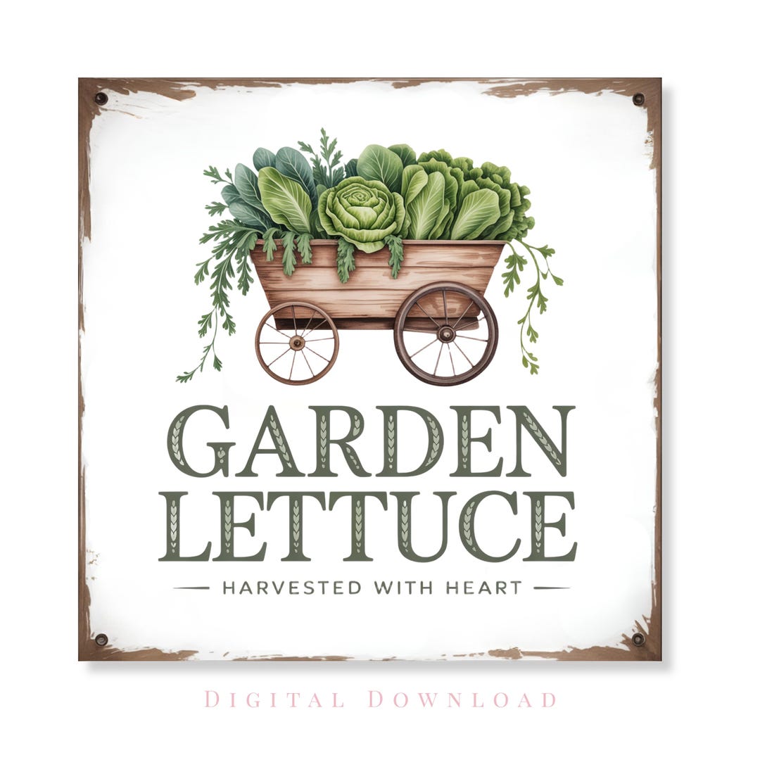 Lettuce Sign Garden Produce Printable Digital Download Door Hanger ...