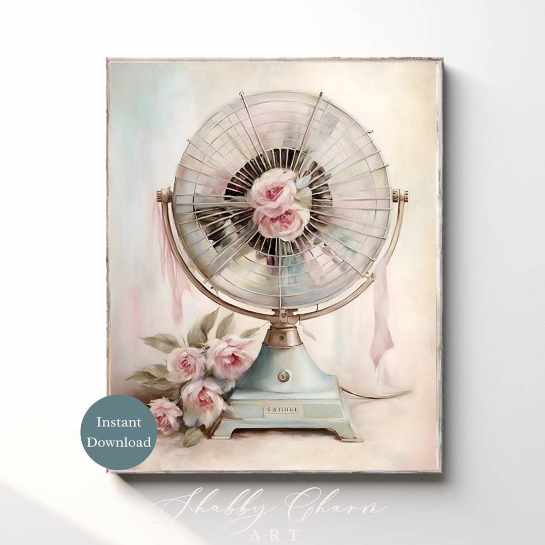 Vintage Antique Electric Fan Watercolor Print, Shabby Chic Wall Art ...
