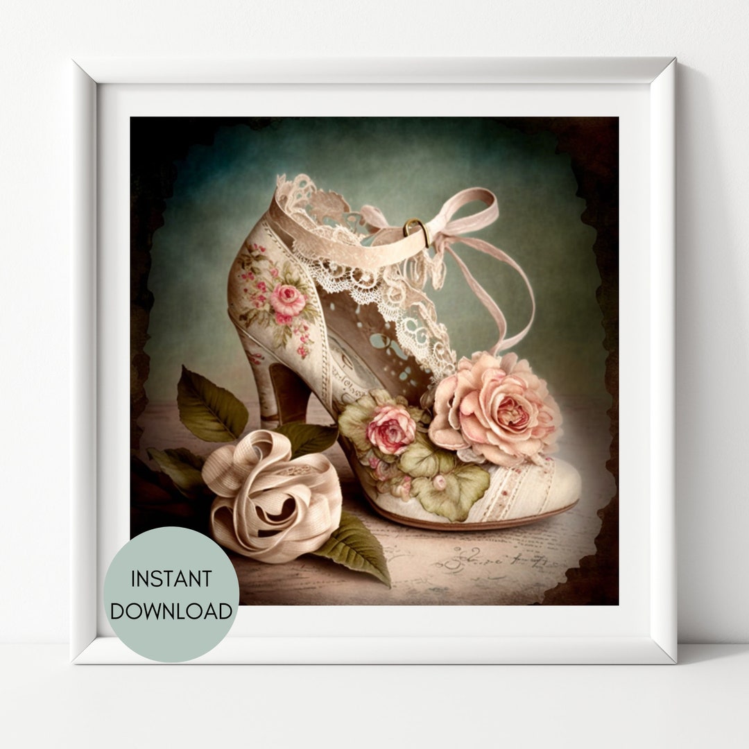 Shabby Chic Woman's Shoe Romantic Home Vintage Victorian Instant ...