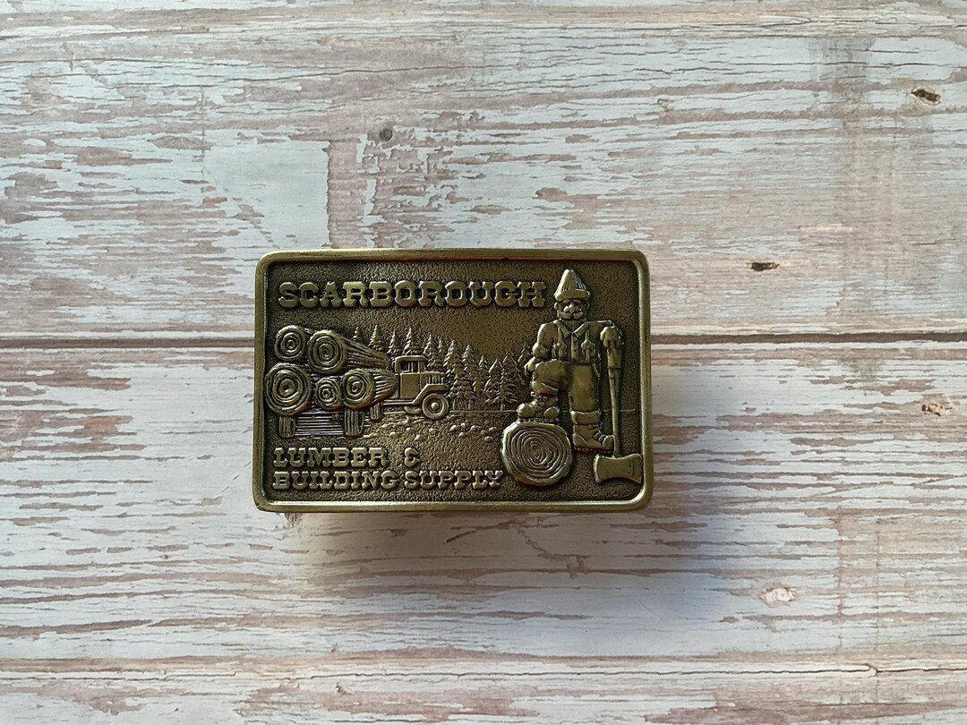 Vintage 1978 Scarborough Lumber Belt Buckle: Logging Truck Lumberjack ...