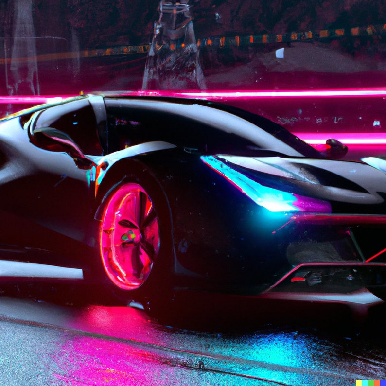 Cyberpunk Ferrari 488 - Etsy