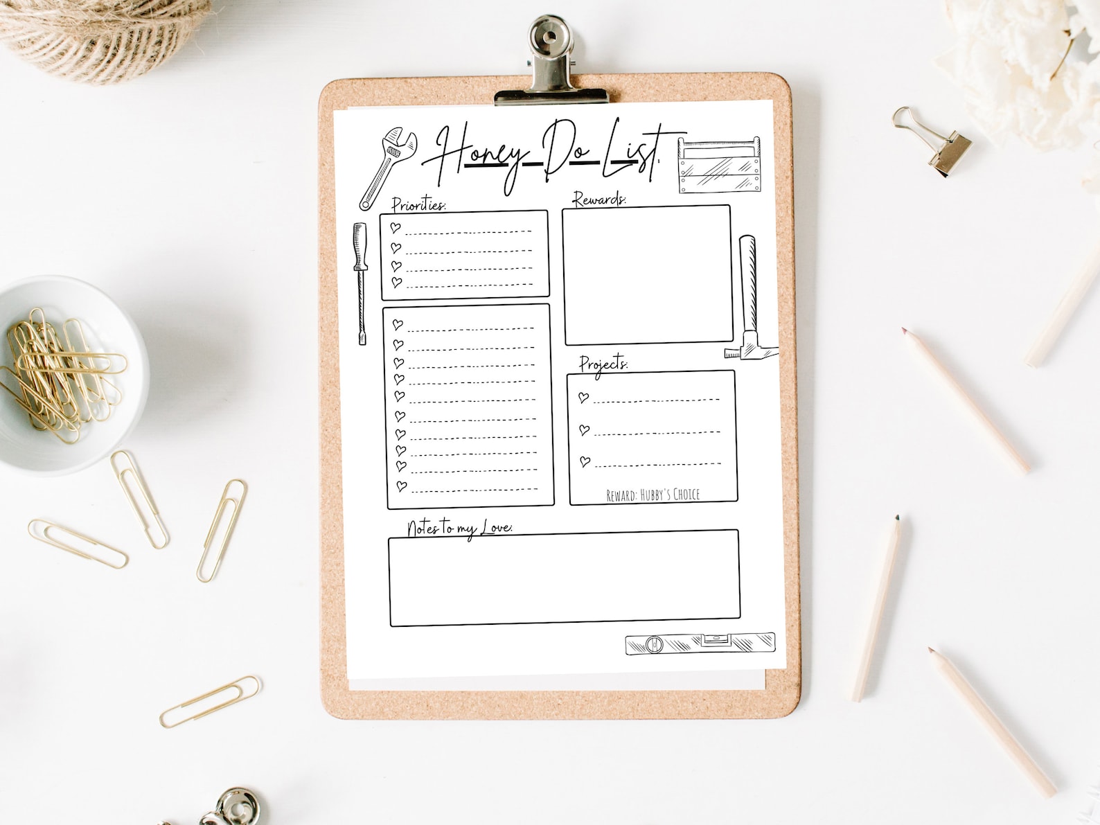 Honey Do Printable List, Productivity List, Spouse Productivity ...