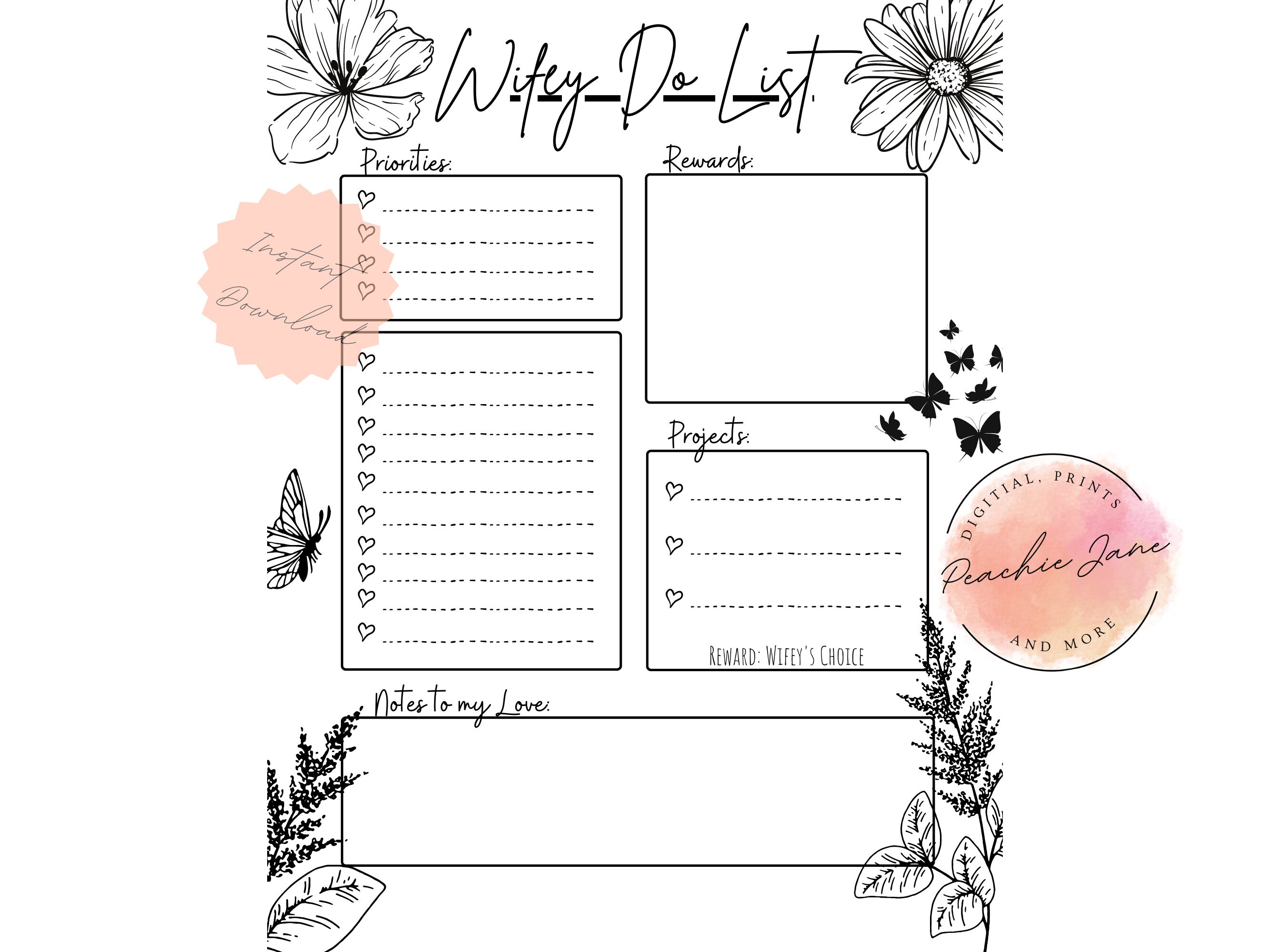 Honey Do Printable List, Productivity List, Spouse Productivity ...