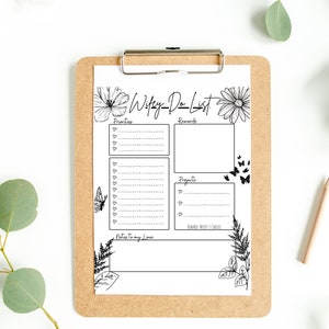 Honey Do Printable List, Productivity List, Spouse Productivity ...