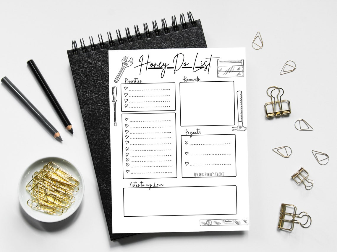 Honey Do Printable List, Productivity List, Spouse Productivity ...