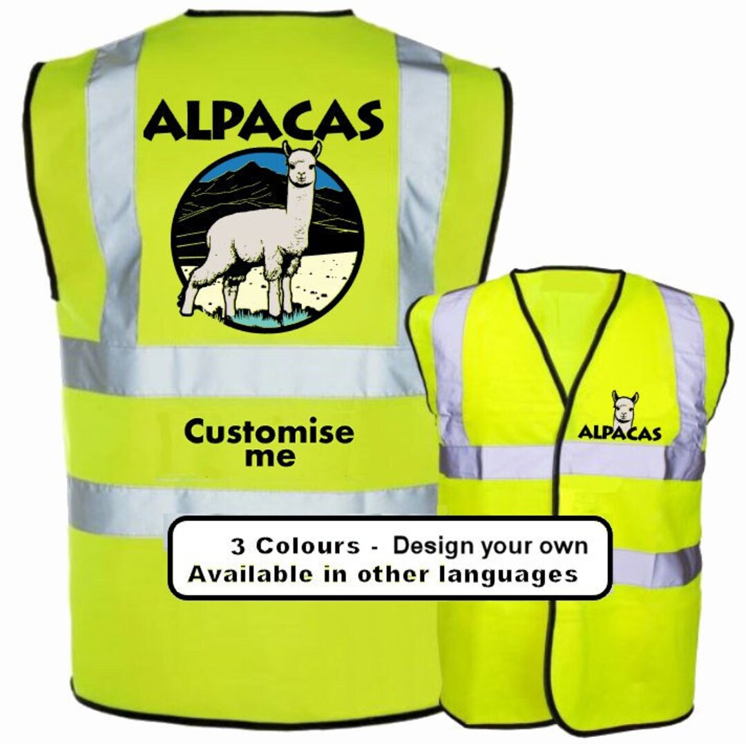 Alpaca Hi Vis, Alpacas Gift, Hi Viz Alpacas, Personalised Alpaca Gift ...