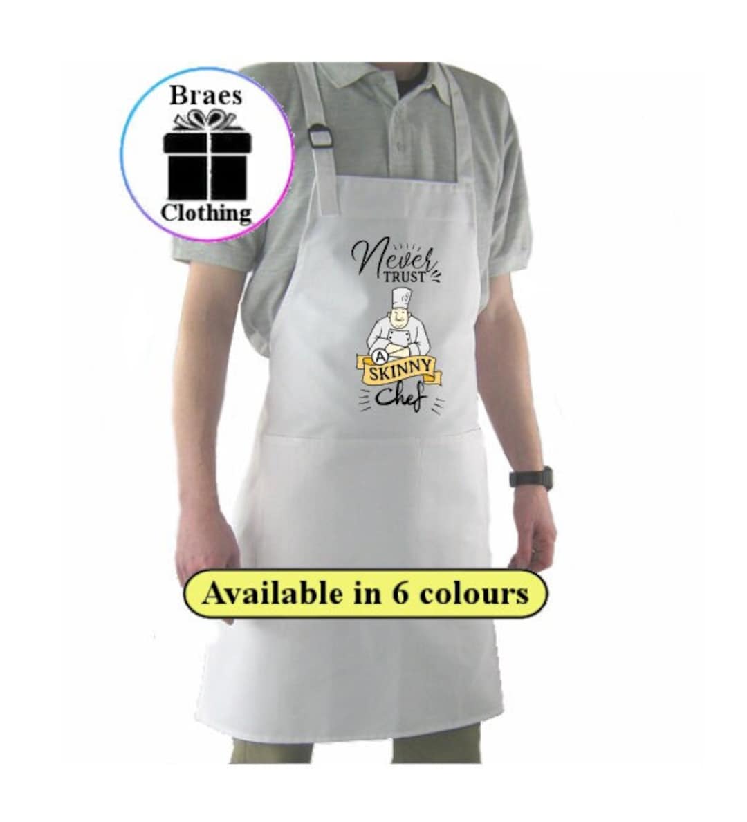 Never Trust a Skinny Chef Apron With Pockets, Funny Apron, Kitchen ...