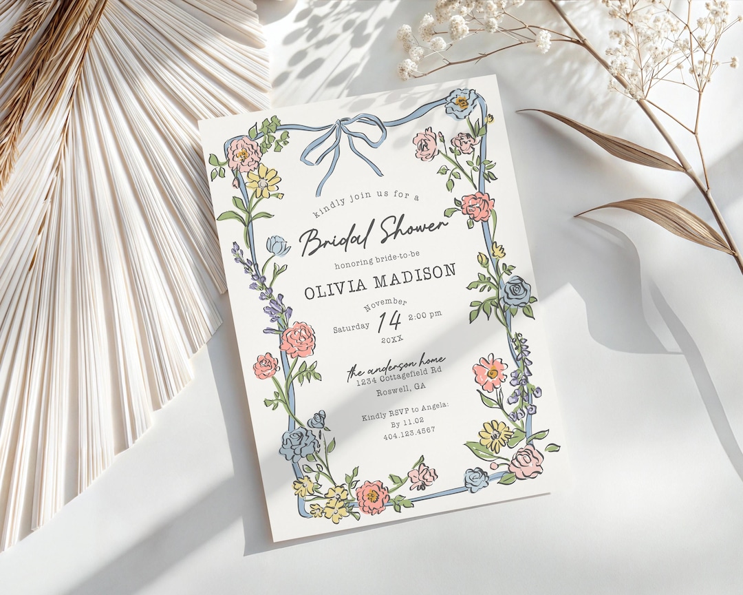 Spring Garden Party Bridal Shower Invitation, French Flower Market ...