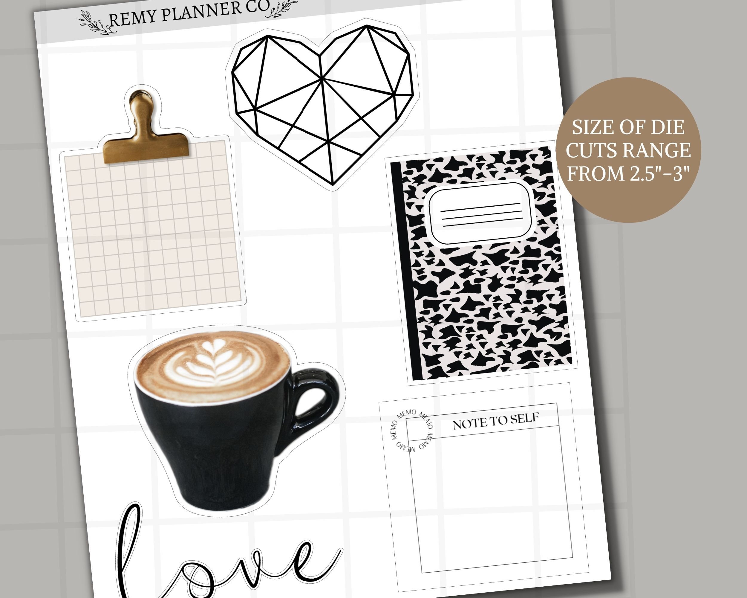Printable Die Cuts neutral Planner Digital Planner Deco Art Journaling ...