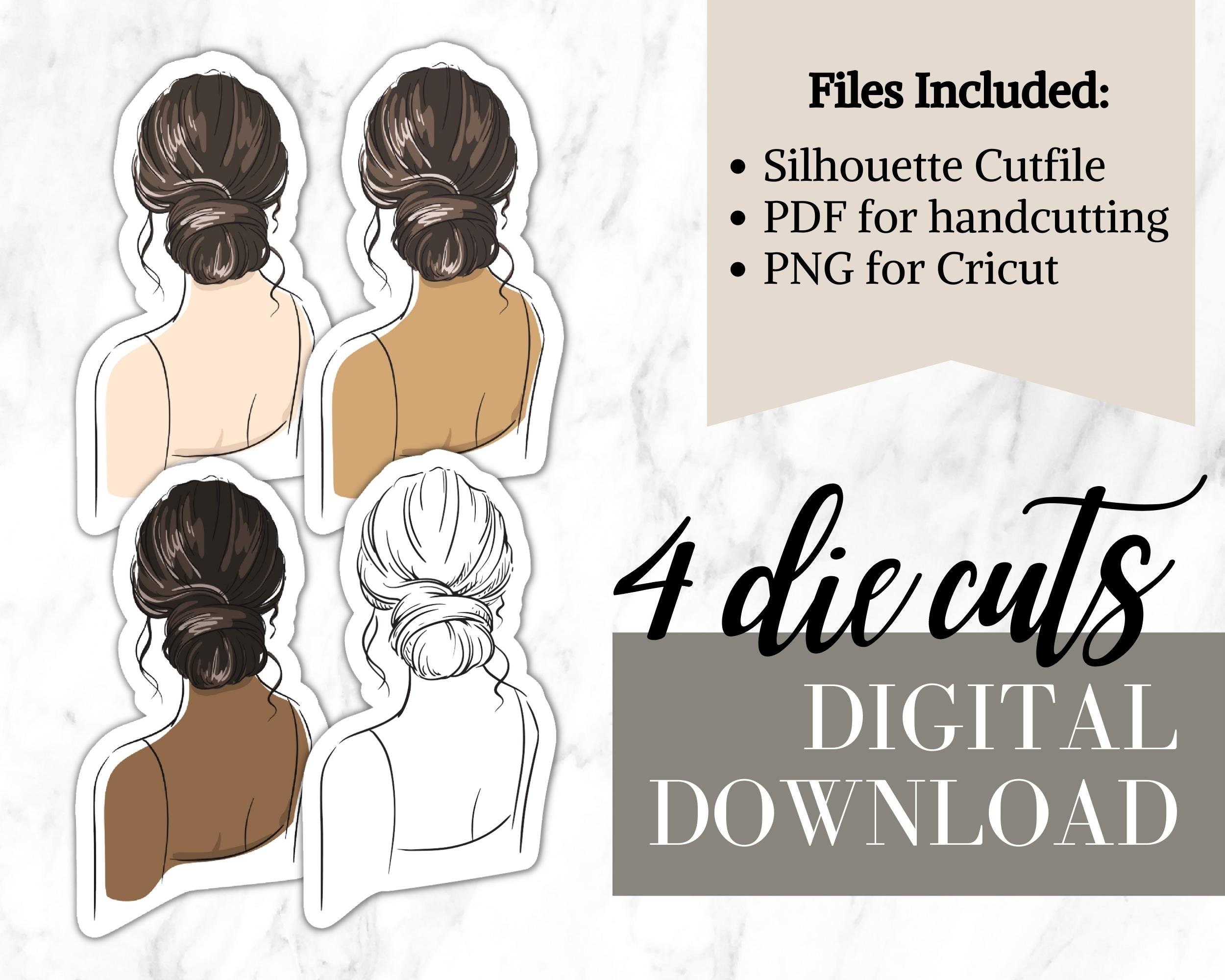 Messy Bun | Digital Printable Planner Die Cuts | Art Journal Elements ...