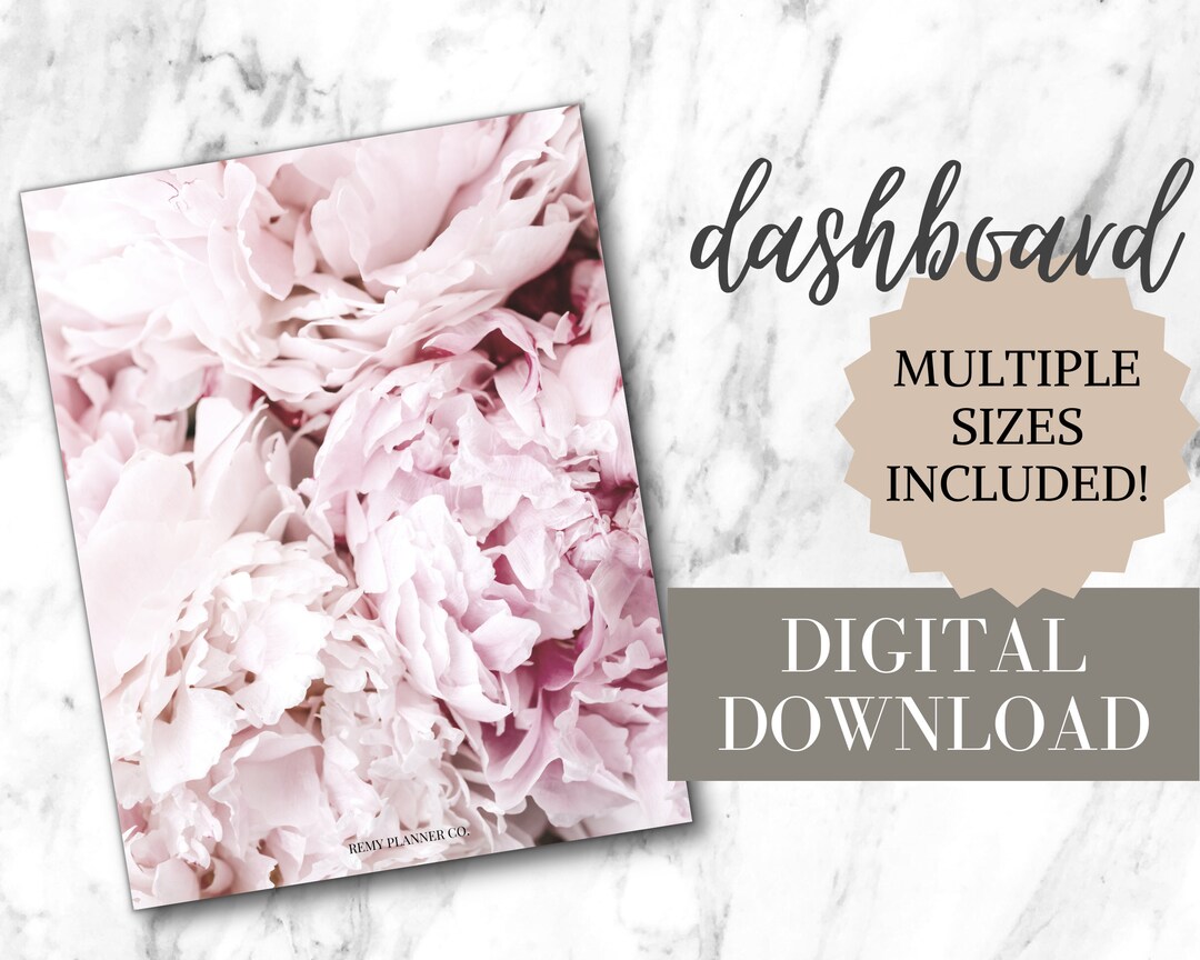 Pink Peonies | Digital Printable Planner Dashboard | Pocket, Personal ...