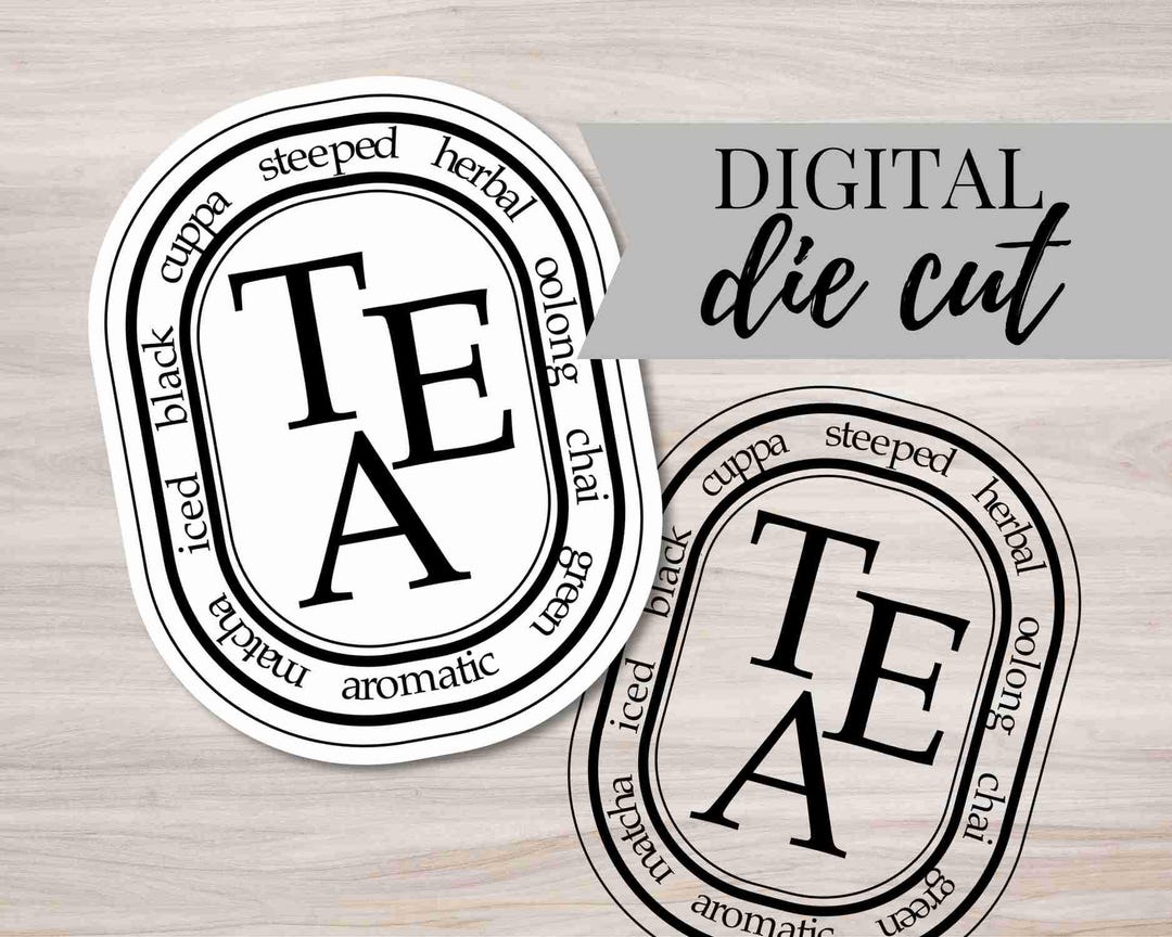 Printable Die Cut | "tea" Badge | Digital | Planner Deco | Candle Label ...