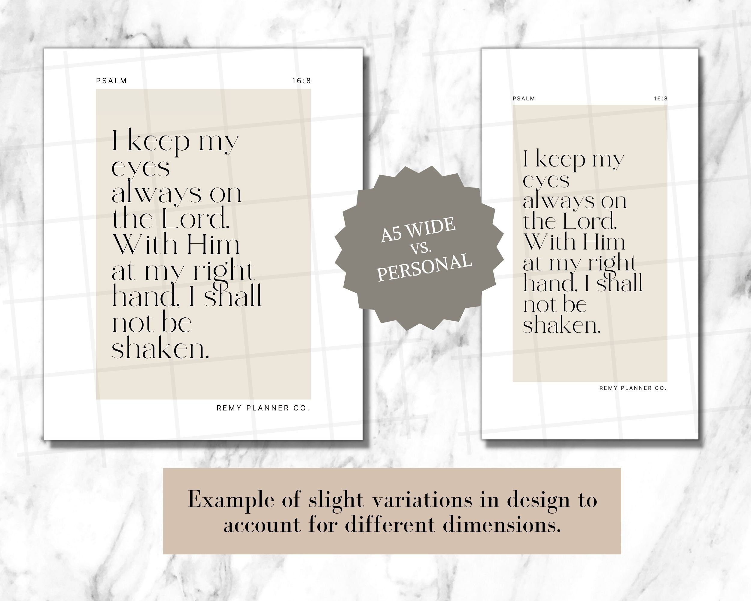 Psalm 16:8 Printable Planner Dashboard Digital Pocket, Personal, A6 ...
