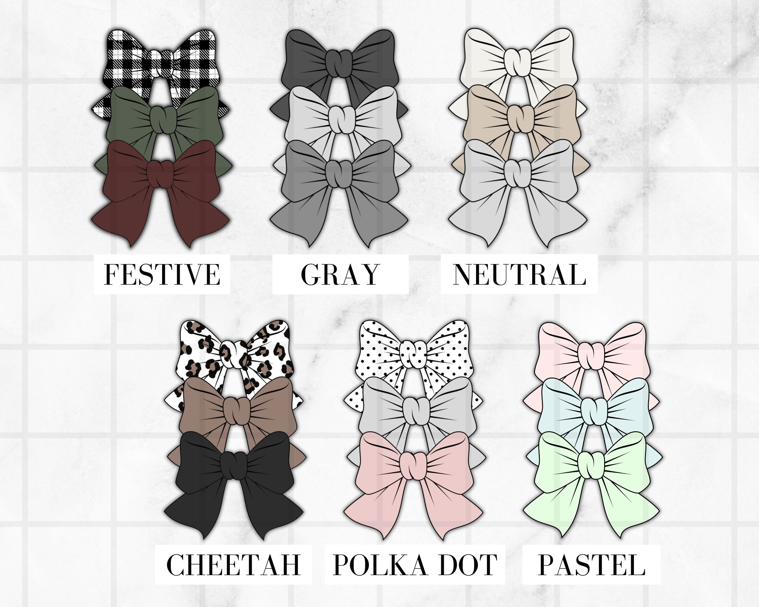 Printable Bow Die Cuts Bow Bookmarks 6 Colorways Digital Planner Deco ...
