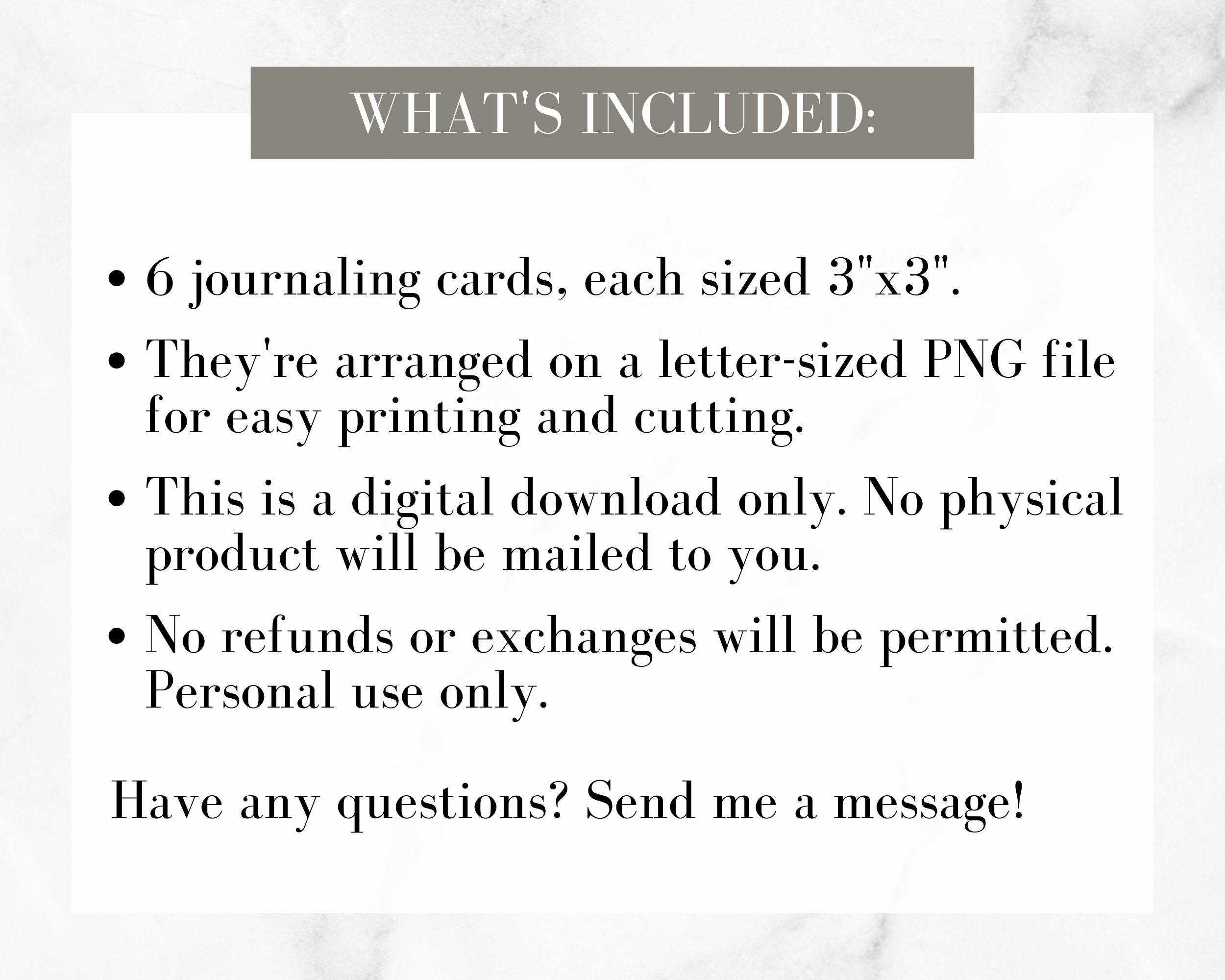 Printable Square Cards Pack of 6 3x3 PACK 7 Planner Journaling Cards ...