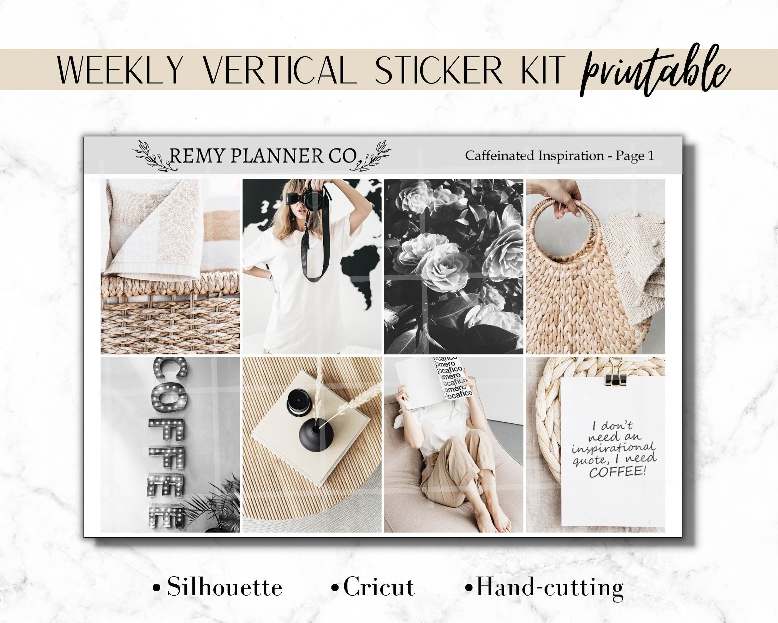 Weekly Vertical Printable Sticker Kit caffeinated - Etsy