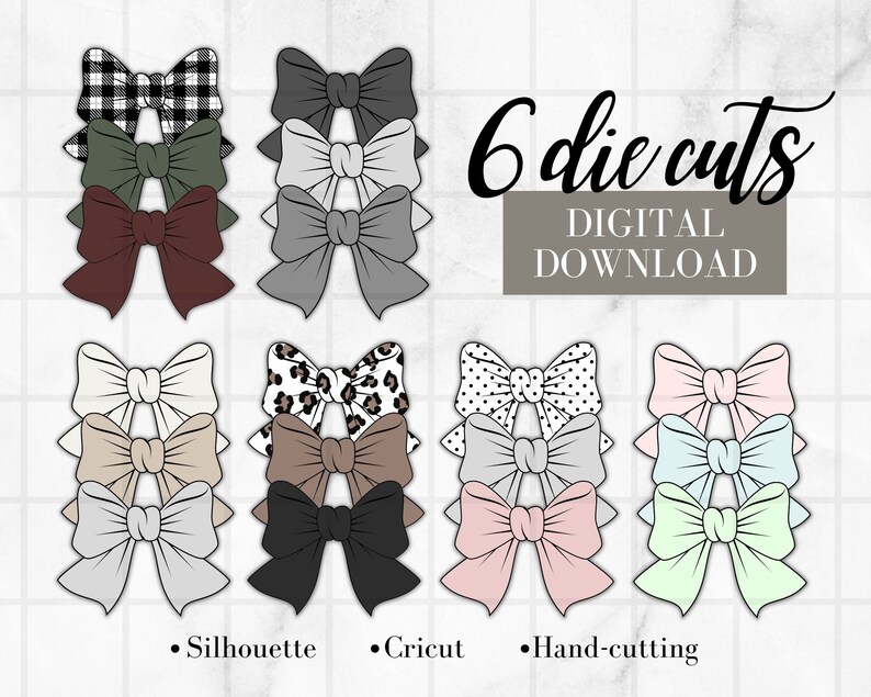 Printable Bow Die Cuts Bow Bookmarks 6 Colorways Digital - Etsy