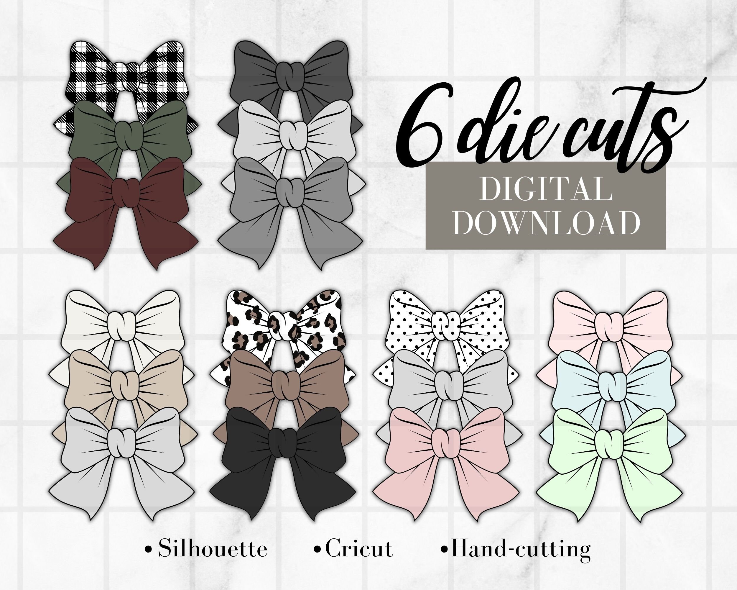 Printable Bow Die Cuts Bow Bookmarks 6 Colorways Digital Planner Deco ...