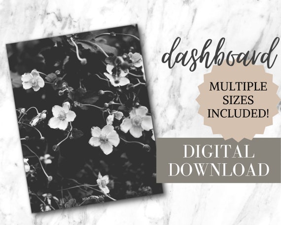 Black & White Floral Digital Printable Planner Dashboard - Etsy