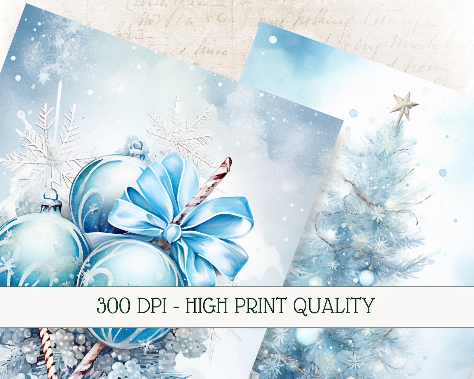 Christmas Bundle Junk Journal Light Blue Christmas Journaling Pages ...