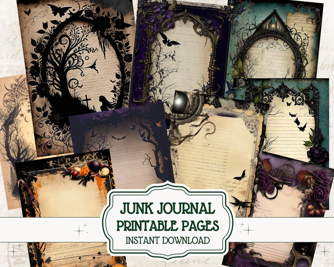 BEWITCHED BORDERS Junk Journal Kit Witch Scrapbook Kit Journaling Paper ...