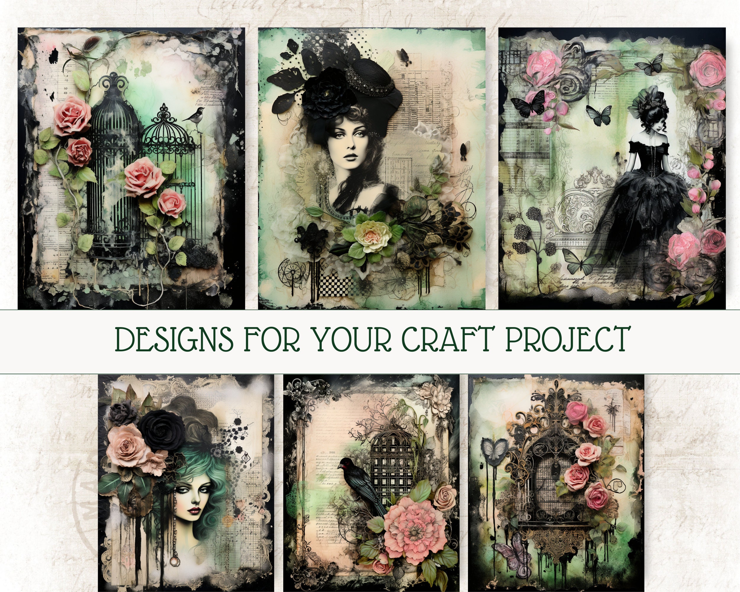 Goth Vintage Junk Journal Kit, Printable Junkjournal, Witch Junk ...