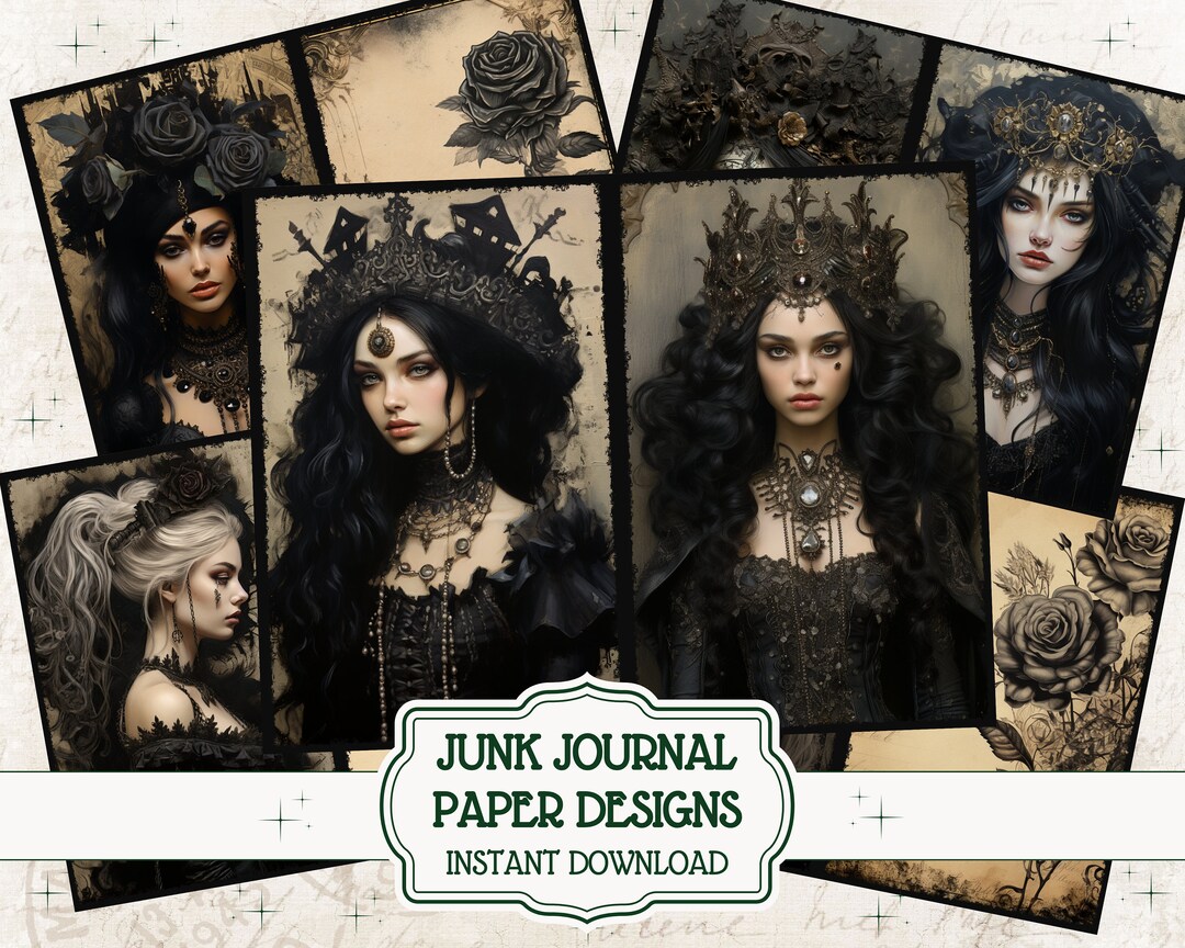 Goth Princess Junk Journal Pages Dark Roses Journal Printable Rose Junk ...