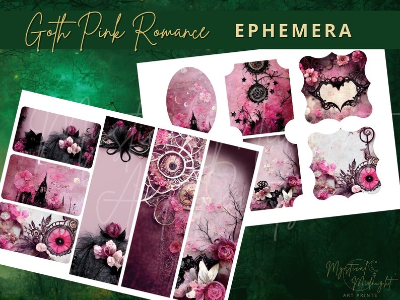 GOTH PINK ROMANCE | Junk Journal Kit, Journaling Papers,gothic Ephemera ...