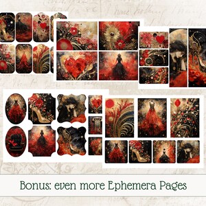 Junk Journal Red Black Bundle Printable Crafting Kit Mixed Media Folio ...