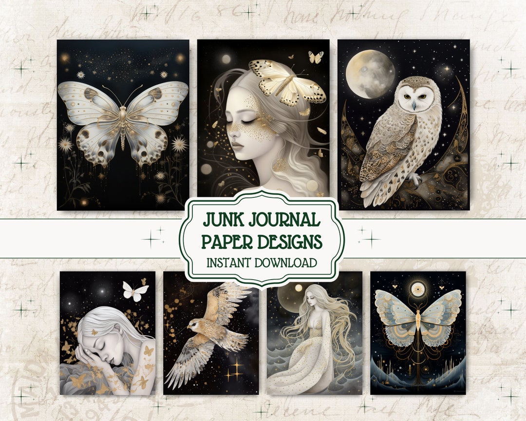 Moon Junk Journal, Witch Junk Journal Pages, Scrapbook Paper Kit, Witch ...