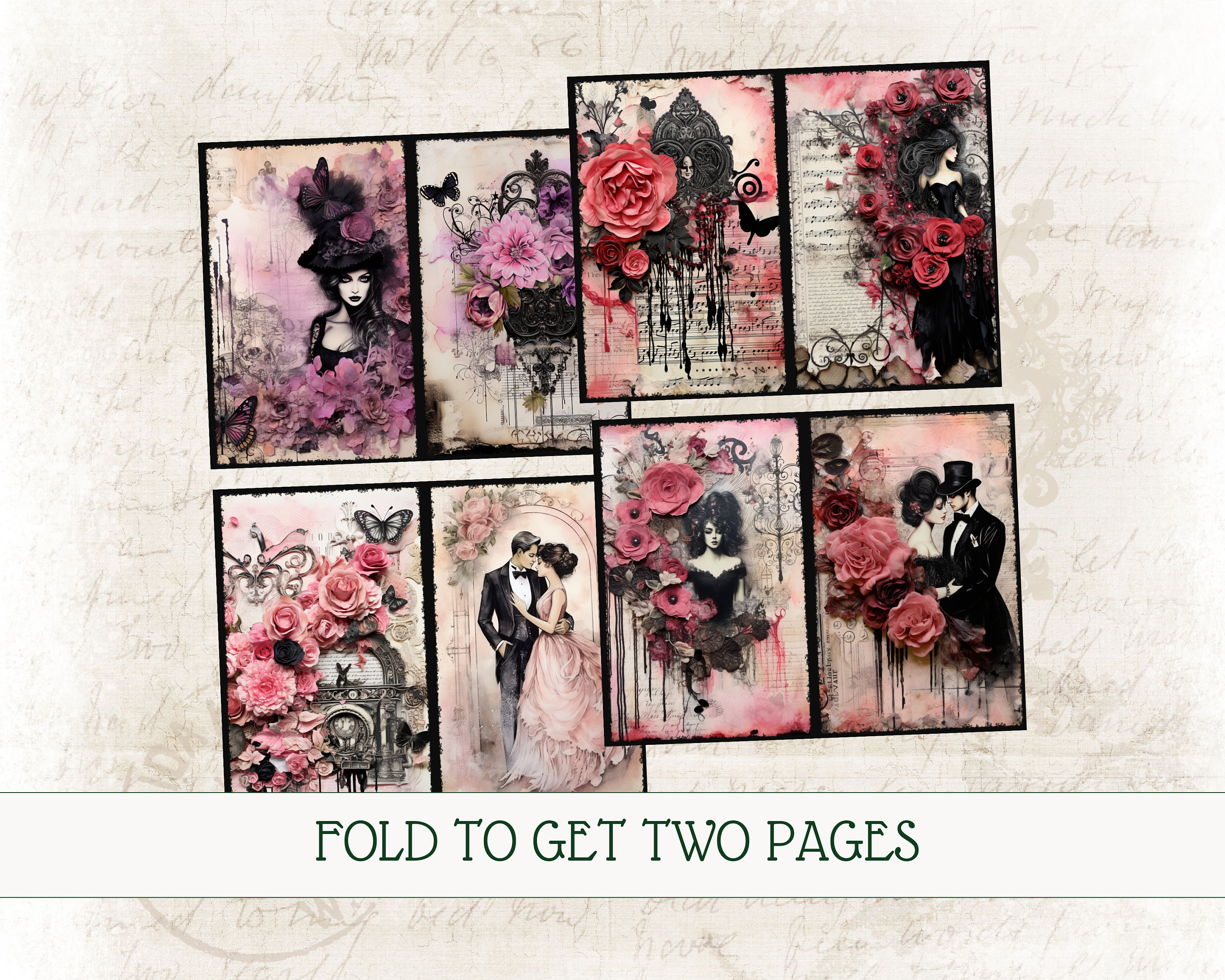 Gothic Valentine Set, Dark Love Junk Journal Kit, Gothic Journal Kit ...