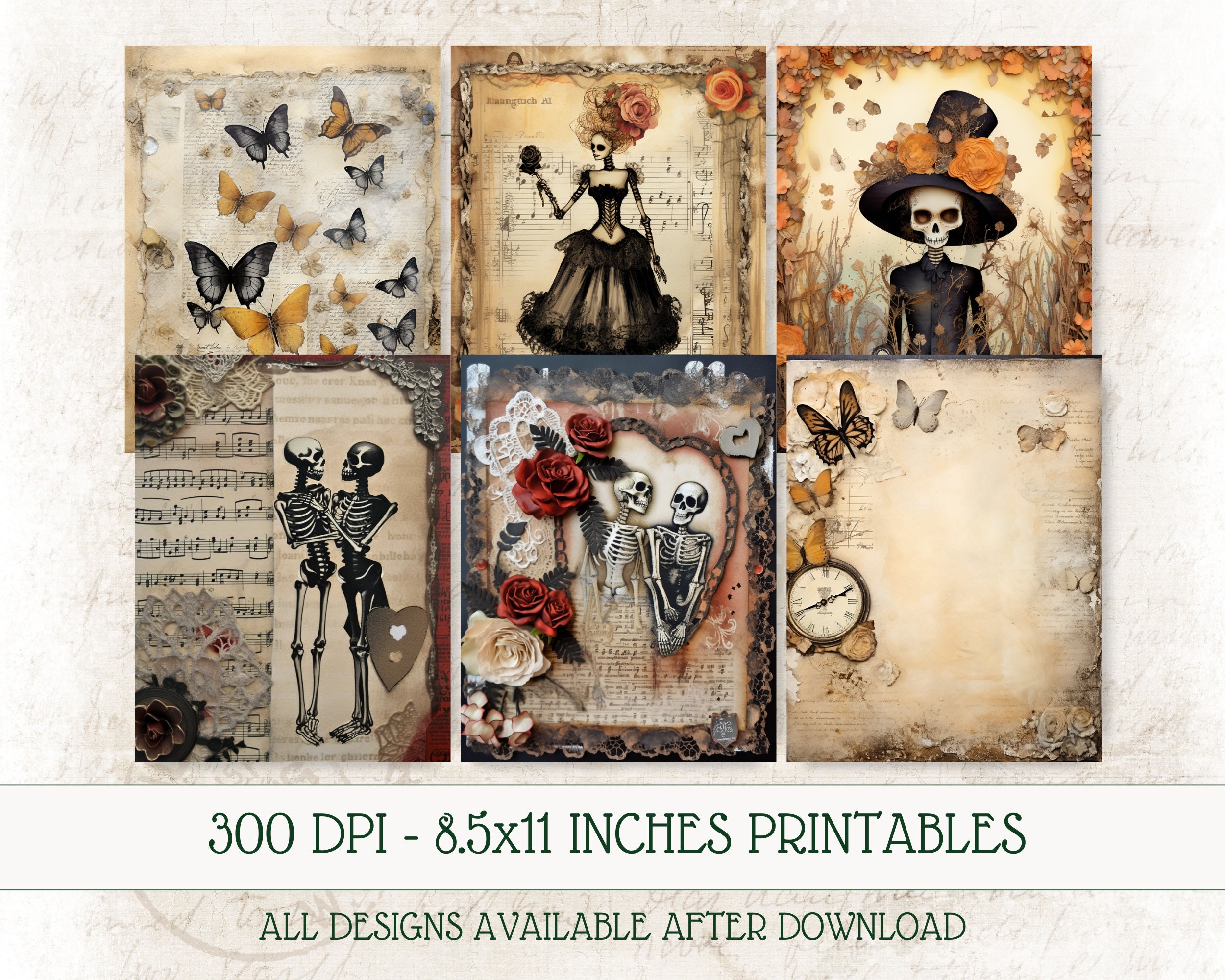 Autumn Skeleton Party Junk Journal Kit Halloween Scrapbook - Etsy