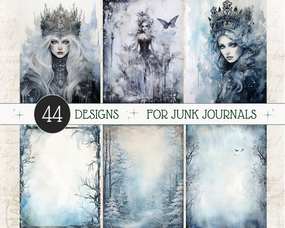 Gothic Ice Queen Decoupage Paper Winter Junk Journal Goth Digital Paper ...