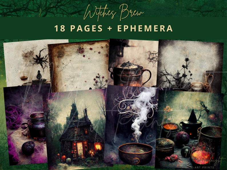 WITCHES BREW Dark Junk Journal Kit Printable Black Gothic - Etsy